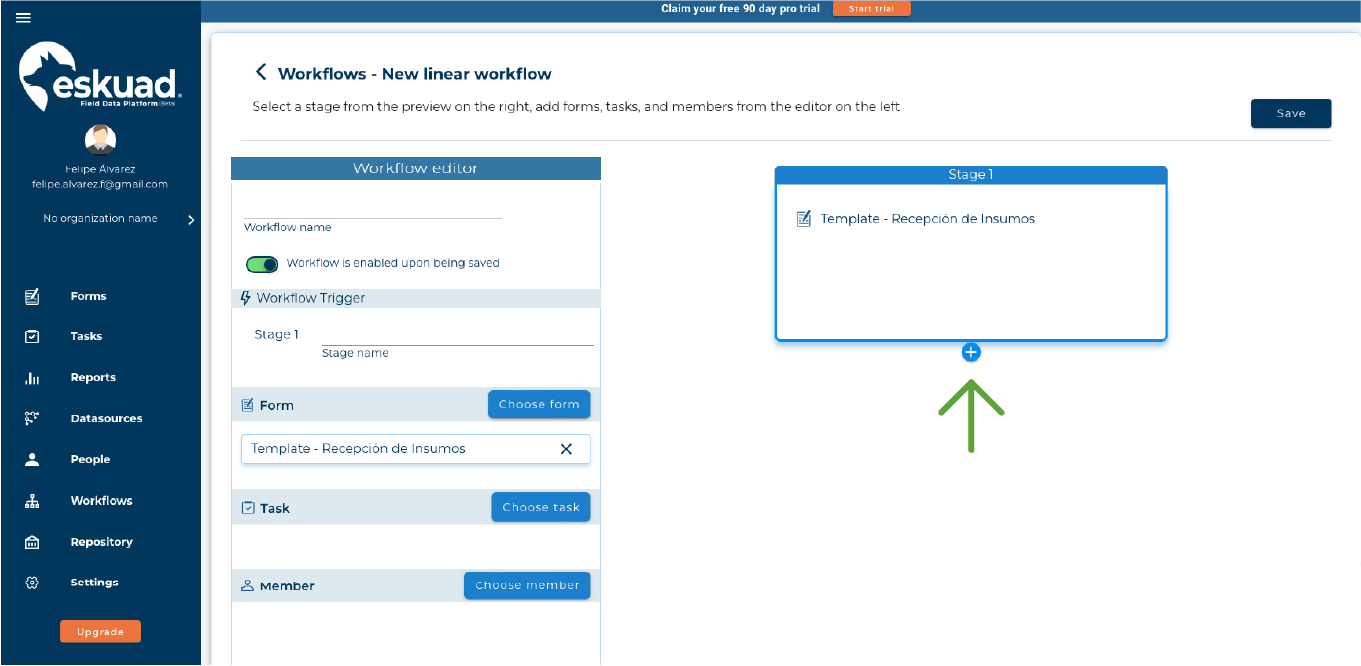 Making a linear workflow | Eskuad Making a linear workflow | Eskuad